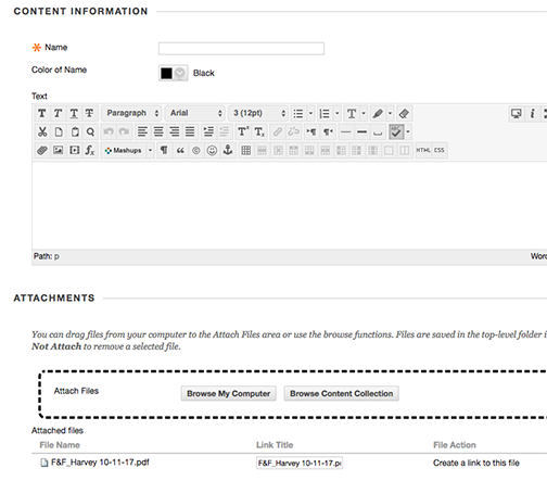 Adding Text and File Content to your Blackboard Course - University IT