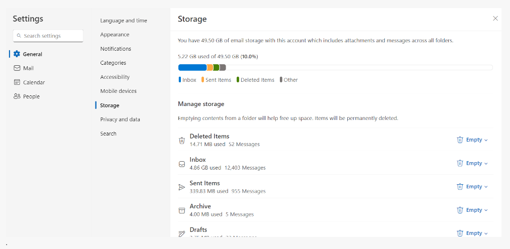 How to Determine Your Mailbox Size - University IT