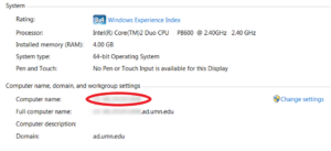 Finding the computer name in Windows 7 - University IT
